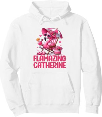 BDAZ Flamazing Catherine Pink Flamingo, Tropische Strandszene, Damen Pullover Hoodie