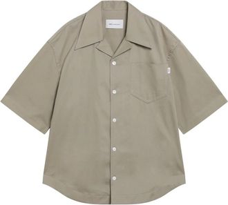 Ami Homme, Chemises, Beige, Taille: S SS Wide Shirt with Camp Collar
