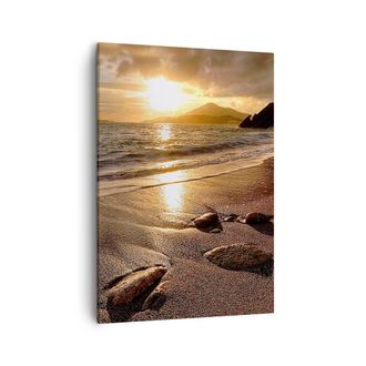 Arttor Bilder auf Leinwand Strand Wolken Abend Küste Leinwandbild mit Rahmen 50x70cm Wandbilder Dekoration Wohnzimmer Schlafzimmer Küche Deko Groß Wanddeko B