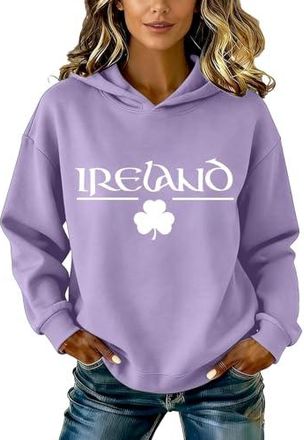 Generic HUIFUAO Irlande St Patrick Sweat &agrave; capuche pour femme Dr&ocirc;le Tr&egrave;fle Costume irlandais St Paddys Day Tr&egrave;fle Vert Chemises Vacances Hauts &agrave; manches longu