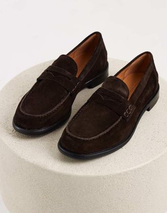 Vagabond Steven mocassins penny slim en daim marron