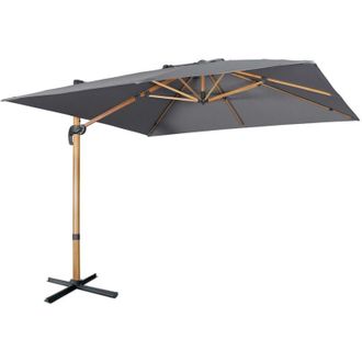 Sweeek Parasol d&eacute;port&eacute; carr&eacute; 3x3m haut de gamme - Falgos - Gris- Parasol excentr&eacute; inclinable. rabattable et rotatif &agrave; 360&deg;