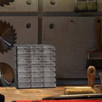 Dmora Tienen 2 Türen Mehrzweckschrank, Kleinteileschrank, Schrank für Werkzeugbehälter, 100 % Made in Italy, 19x15h23 cm, Anthrazit, 24 Schubladen