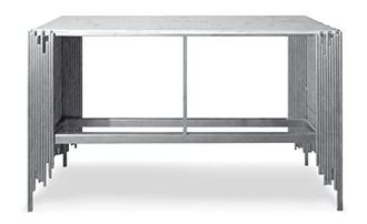 Menzzo Console Design Falbala Marbre Blanc et Métal Argent