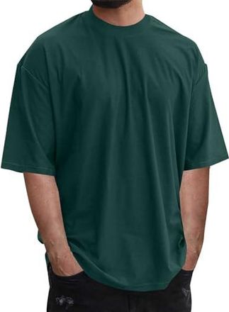 Generic T-shirt pour homme Designer Active Performance T-shirt col rond manches courtes Léger Séchage rapide Sports Running Tops, Vert, XXL