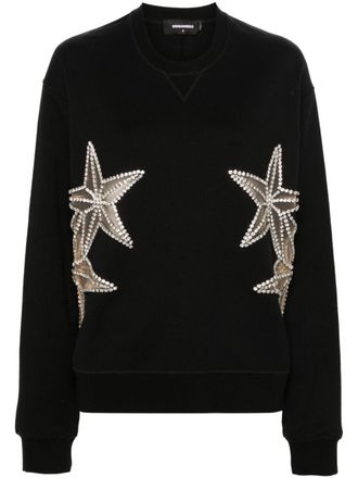 Dsquared2 Sweatshirt mit Kristallen - Schwarz