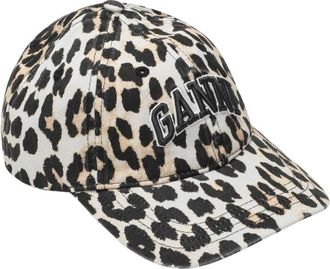 Ganni Femme, Accessoires, Multicolore, Taille: ONE Size Casquette en toile l&eacute;opard