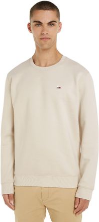 Tommy Jeans Herren Sweatshirt Regular Fit Flag Fleece Rundhalsausschnitt, Elfenbein (Newsprint), XS