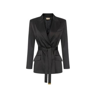 Elisabetta Franchi Blazer en satin stretch - Femme - Vestes - Noir - Taille: 42 FR