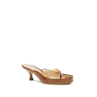 Chlo&eacute; Womens Junie Sandal Brown Calf Leather Bos Heels