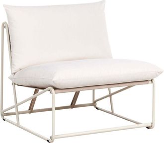Beliani Chaise Basse en M&eacute;tal Assise Large avec Coussins dAssise et Dossier Mobilier Int&eacute;rieur et Ext&eacute;rieur Sans Accoudoirs Jardin Beige Pico