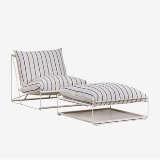 Sklum Sklum - Amaro Gartenset mit umwandelbarem Sessel und Pouf Braun Tapioca - Dunkelblau