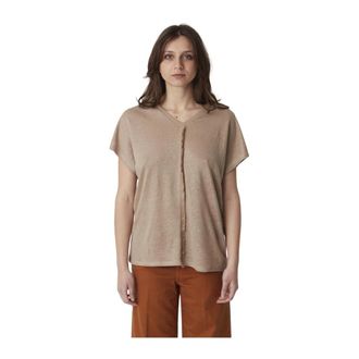 Alpha Studio Damen V-Ausschnitt Top - - Blouses & Shirts - Damen - Beige - L