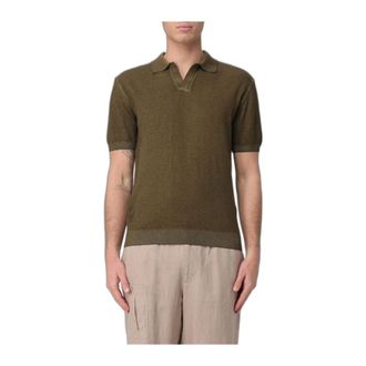 Blauer Cotton Knit Polo - - Tops - Herren - Gr&uuml;n - L
