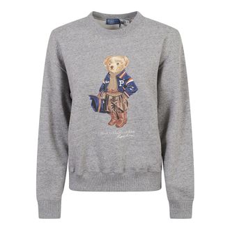 Ralph Lauren Femme, Sweatshirts et sweats &agrave; capuche, Gris, Taille: 38 FR SweaT-shirt &agrave; col rond Polo Bear