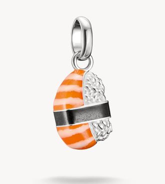 Thomas Sabo pendentif charm sushi connect en argent, orange, noir-Argent&eacute;