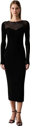 Patrizia Pepe Robe midi en maille - Femme - Robes - Noir - Taille: 40 FR