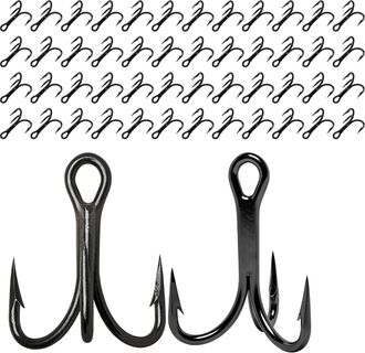 Generic Treble Hooks - Heavy Duty Fishing Gear, 50PCS Stainless Steel 4X-Strong Tridents Hooks for Saltwater or Freshwater Fishing | Durable Tackle Jig for Ca