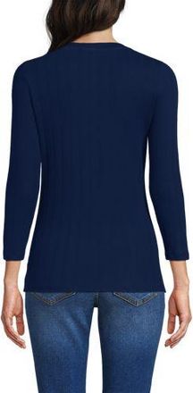 Lands End Henley-Shirt mit 3/4 Ärmeln, Damen, Größe:36-38 regular, Blau, Baumwoll-Mischung, by Lands End