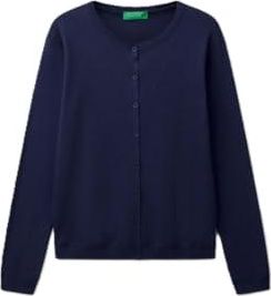 Benetton Maglia COREANA M/L 1091D5558 Pull Cardigan, Blu Scuro 016, S Femme