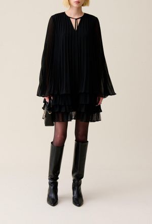 Claudie Pierlot Robe courte noire volant&eacute;e