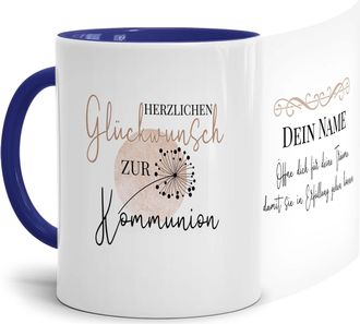 Tassendruck Personalisierte Tasse zur Kommunion mit Spruch und Name - Öffne Dich für Träume - Namenstassen, Kommuniongeschenke mit Name personalisiert | 300 ml, I