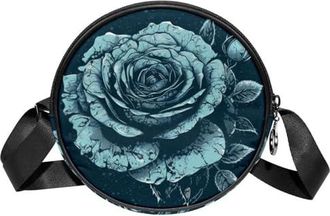 Generic Sac &agrave; bandouli&egrave;re Circle pour femme, petit sac &agrave; bandouli&egrave;re bleu noir rose avec fermeture &eacute;clair, bretelles r&eacute;glables, sac &agrave; main rond d&eacute;contract&eacute; po