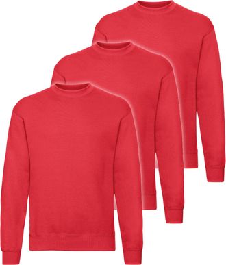 Fruit Of The Loom 3er Pack Classic Set-In Sweat Herren, NEU, Farbe:rot, Gr&ouml;&szlig;e:2XL
