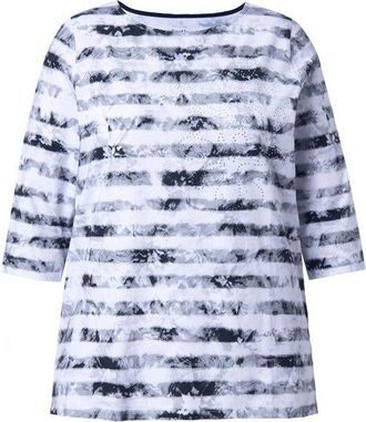 Ulla Popken T-Shirt Shirt A-Linie U-Boot-Ausschnitt 3/4-Arm