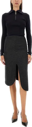 Victoria Beckham Padded Tube Detail Skirt - Gray