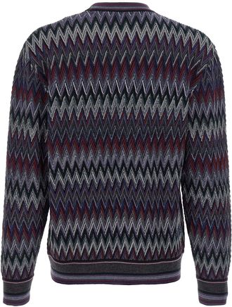 Missoni Zigzag-Jacquard Wool Sweater - Navy
