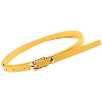 Zonfer Ceinture Fine Des Femmes Couleur Unie Svelte Mince Ceinture En Cuir Ceinture Sangle Pour Robe Paints D&eacute;cor D&eacute;contract&eacute; (jaune)