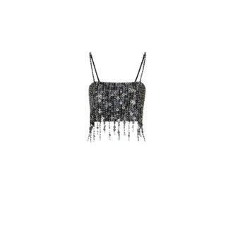 Pinko Pailletten Tr&auml;gerloses Top in Schwarz und Blau - - Tops - Damen - Schwarzk - L