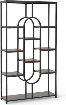 Giantex Bibliotheque G&eacute;om&eacute;trique avec &Eacute;tag&egrave;res Larges, Structure Robuste en M&eacute;tal, Dispositif Anti-Basculement, Bibliotheque Etagere pour Livres, Magazines, P