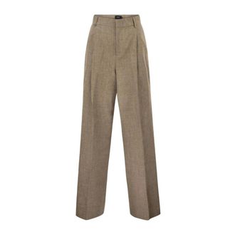 Fay Femme, Pantalons, Beige, Taille: 36 FR Pantalon large pliss&eacute;