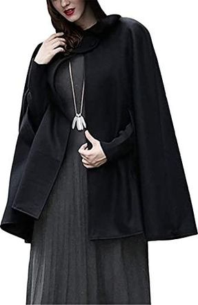 Onsoyours Femmes Longue Cape Poncho &agrave; Capuche Hiver Tranch&eacute;e Manteau Front Ouvert Cardigan Veste Cap Grande Taille Automne Hiver Cardigan Noir L