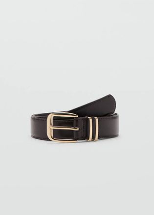 Mango Ceinture boucle carr&eacute;e chocolat - Femme - XL - MANGO