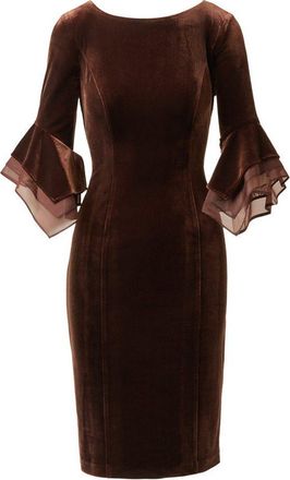 Adrianna Papell Midikleid Velvet Bell Sleeve Short Dress Tailliert, figurbetont, elegant