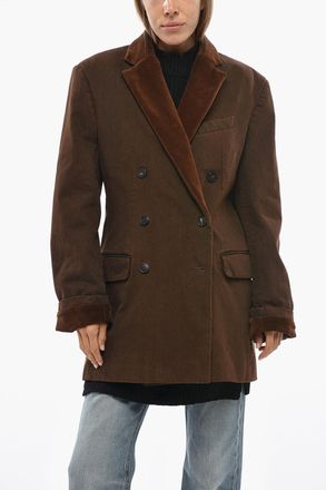 Dries Van Noten Doppelreihiges Velours-Jackett mit Pattentaschen Dries Van Noten