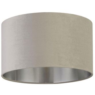 Licht-Erlebnisse Abat-jour pour lampes suspendues en tissu &Oslash; 38 cm en gris clair argent bross&eacute; abat-jour rond moderne en verre