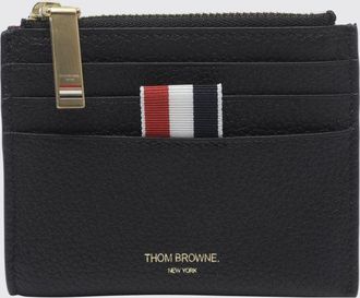 Thom Browne Kartenetui aus genarbtem Leder mit dreifarbiger Lasche