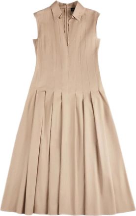 Fay Femme, Robes, Beige, Taille: 36 FR Pleated Sleeveless Midi Dress