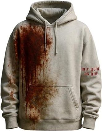 Generic Sweat &agrave; capuche imprim&eacute; hippie Street Snap Lovers Sweatshirts Bloody Im Fine, H, 3XL