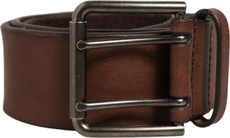 Dolce & Gabbana Leather Double Prong Buckle Belt - Brown