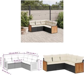 vidaXL 5-tlg. Garten-Sofagarnitur mit Kissen Schwarz Poly Rattan - Gartensofas - Outdoor Möbel - Lounge Set - Rattan Gartenmöbel - Gartenlounge - Home &