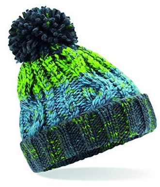 4sold Hommes Lady Bonnets Bonnet Fourr&eacute; Hiver pour Femme Bonnet Tricot&eacute; et Gros Pompon Coloris Taille Unique Gold Circle (Electric Grey)