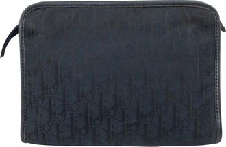 Dior Crossbody Bags - Christian Dior Satin Trotter Monogram Clutch - Gr. unisize - in Blau - f&uuml;r Damen