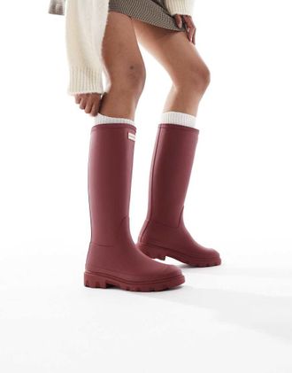 Hunter Downpour - Gummistiefel in Merlot mit hohem Schaft-Rot