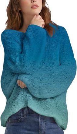 Generic Pull pour femme - Imprim&eacute; d&eacute;grad&eacute; - Manches longues - Pull d&eacute;contract&eacute; doux et confortable - L&eacute;ger et respirant - &Agrave; porter au quotidien pour lautomne,