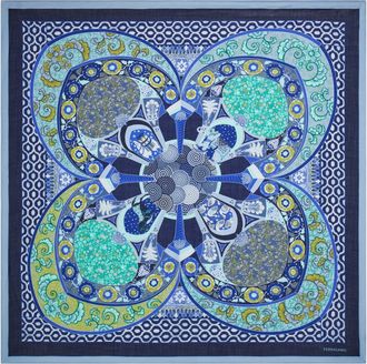 Ferragamo Damen Schultertuch mit Monile-Print Blau